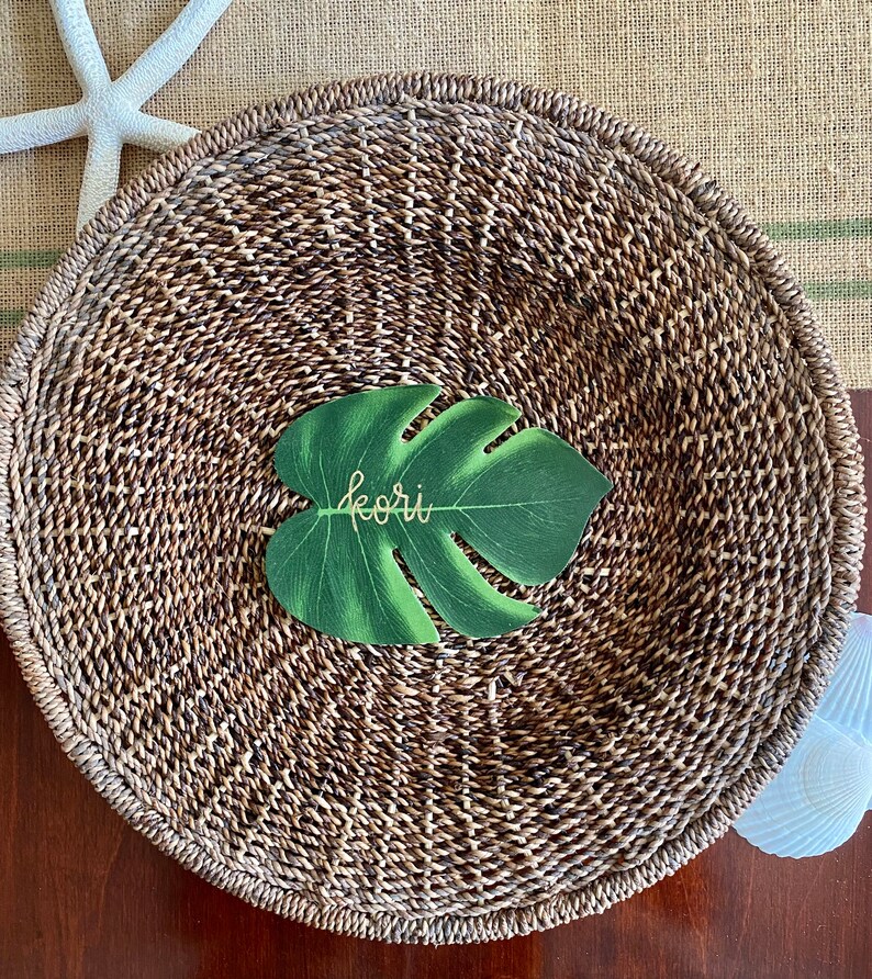 Wedding Nameplates tropical Palm Leaves Guest Names Table - Etsy