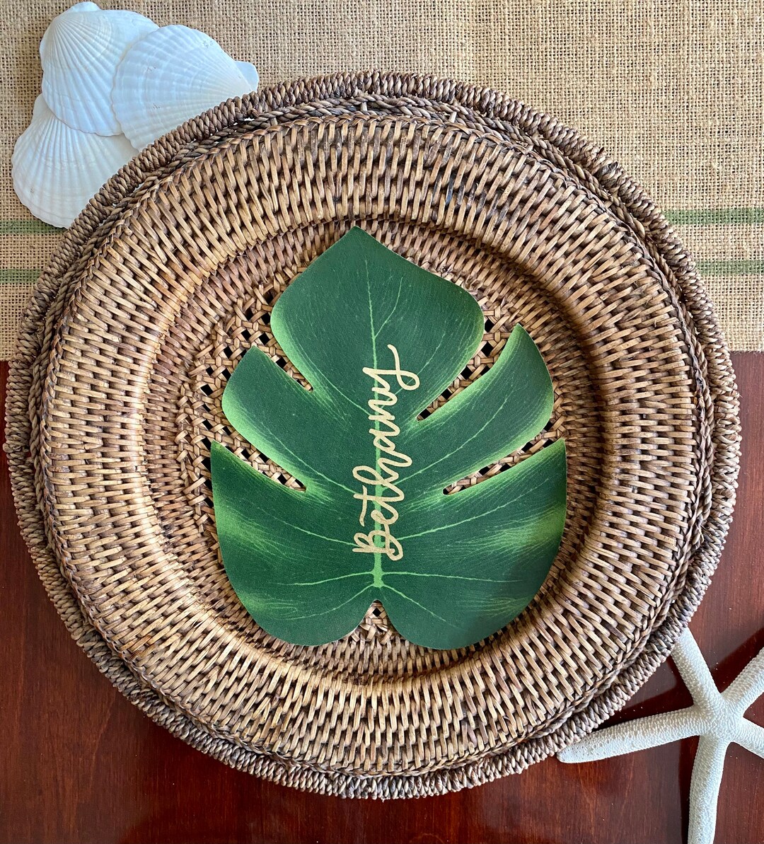 Wedding Nameplates •tropical Palm Leaves• Guest Names Table Decor ...