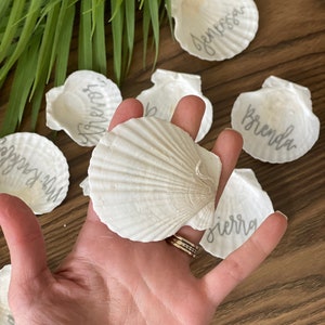 SILVER Seashells / Wedding Personalized Shells Table Name Plates Place ...