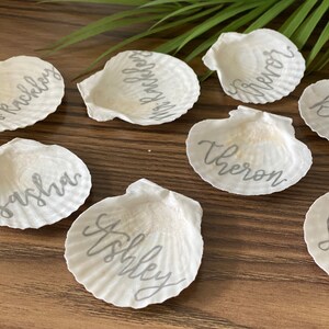 SILVER Seashells / Wedding Personalized Shells Table Name Plates Place ...