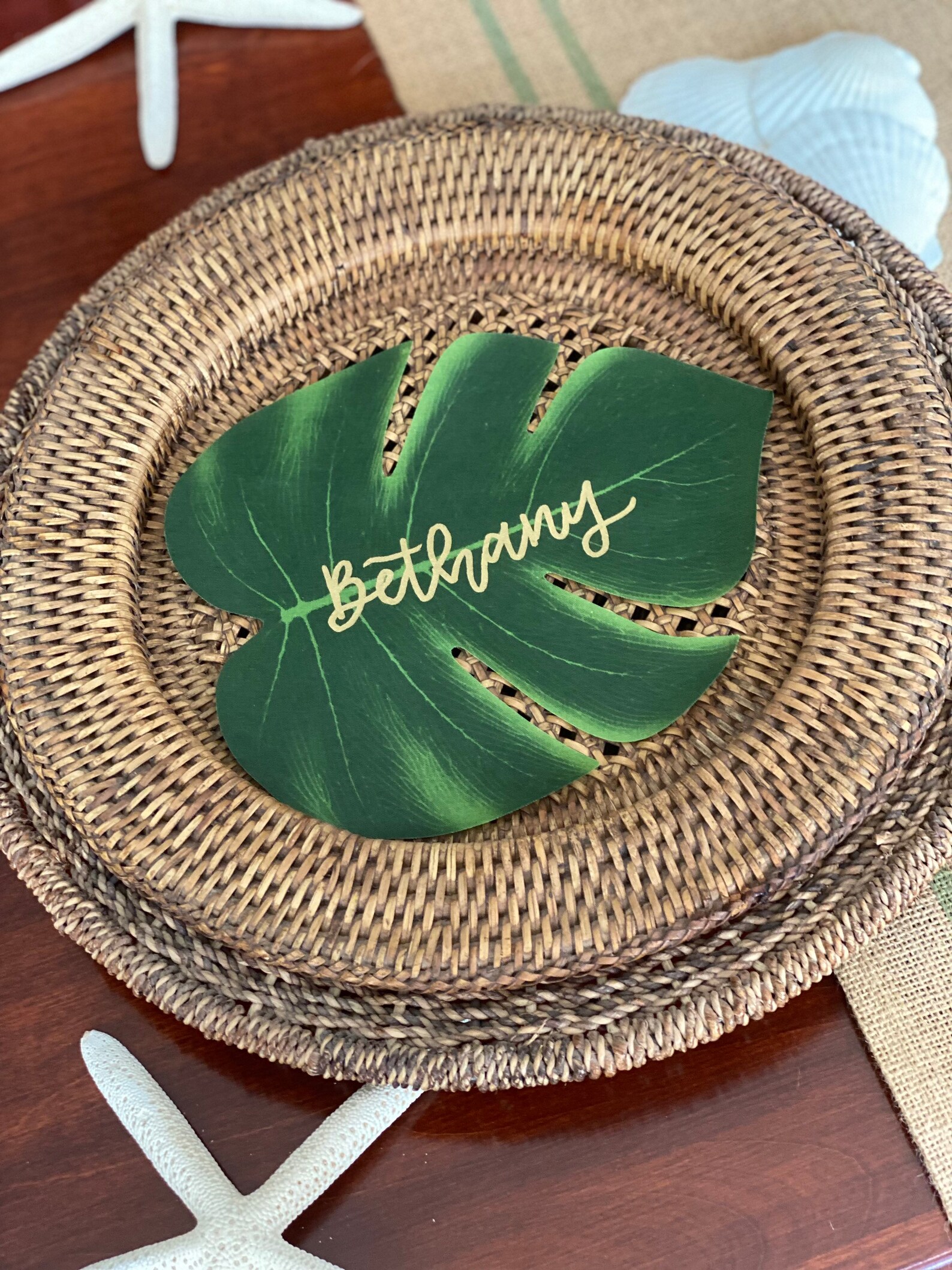 Wedding Nameplates tropical Palm Leaves Guest Names Table - Etsy