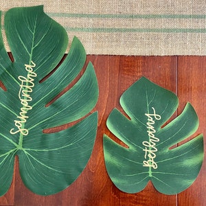 Wedding Nameplates •tropical Palm Leaves• Guest Names Table Decor ...