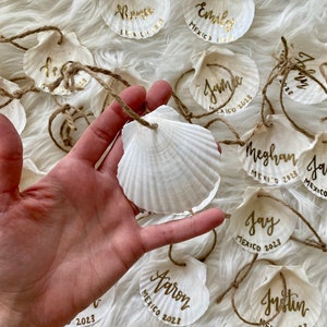 Seashells Ornament Handwritten Wedding Personalized Table Name Plates ...
