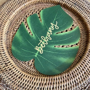 Wedding Nameplates •tropical Palm Leaves• Guest Names Table Decor ...