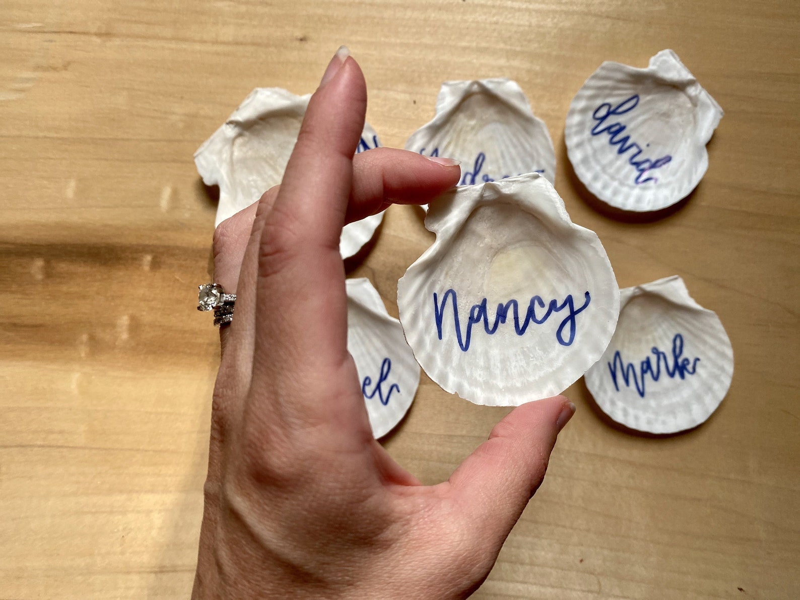 NAVY Seashells / Wedding Personalized Shells Table Name Plates Place ...