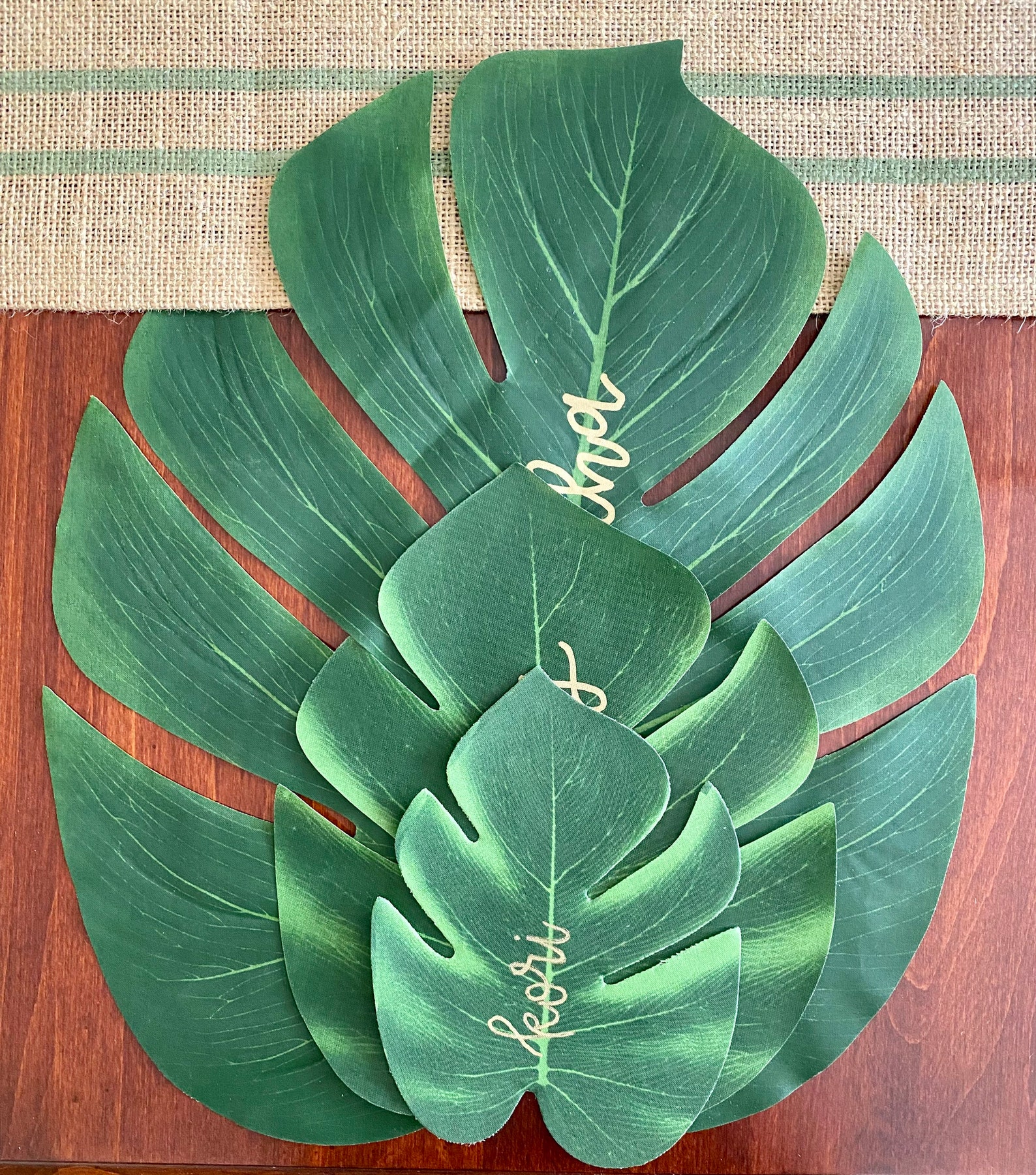 Wedding nameplates tropical palm leaves guest names table | Etsy