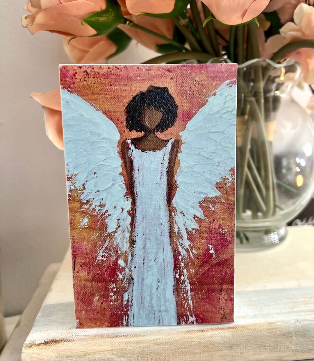 African American Angel Art Print on Wood Block - Etsy