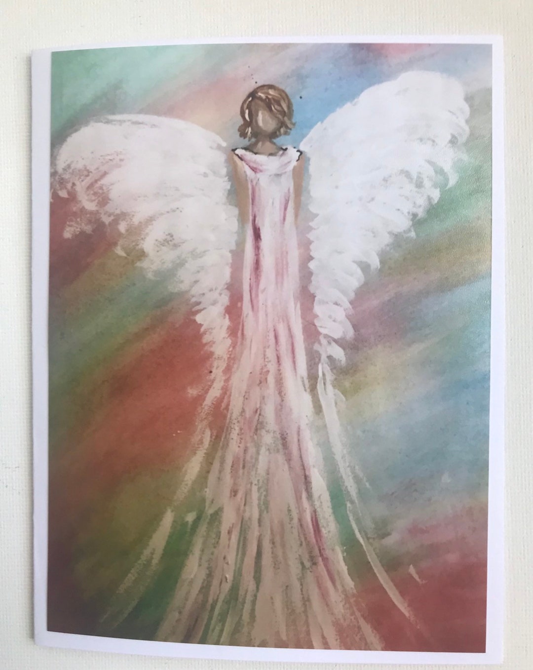 Colorful Angel Greeting Card Made From Original Angel Painting, Blank ...