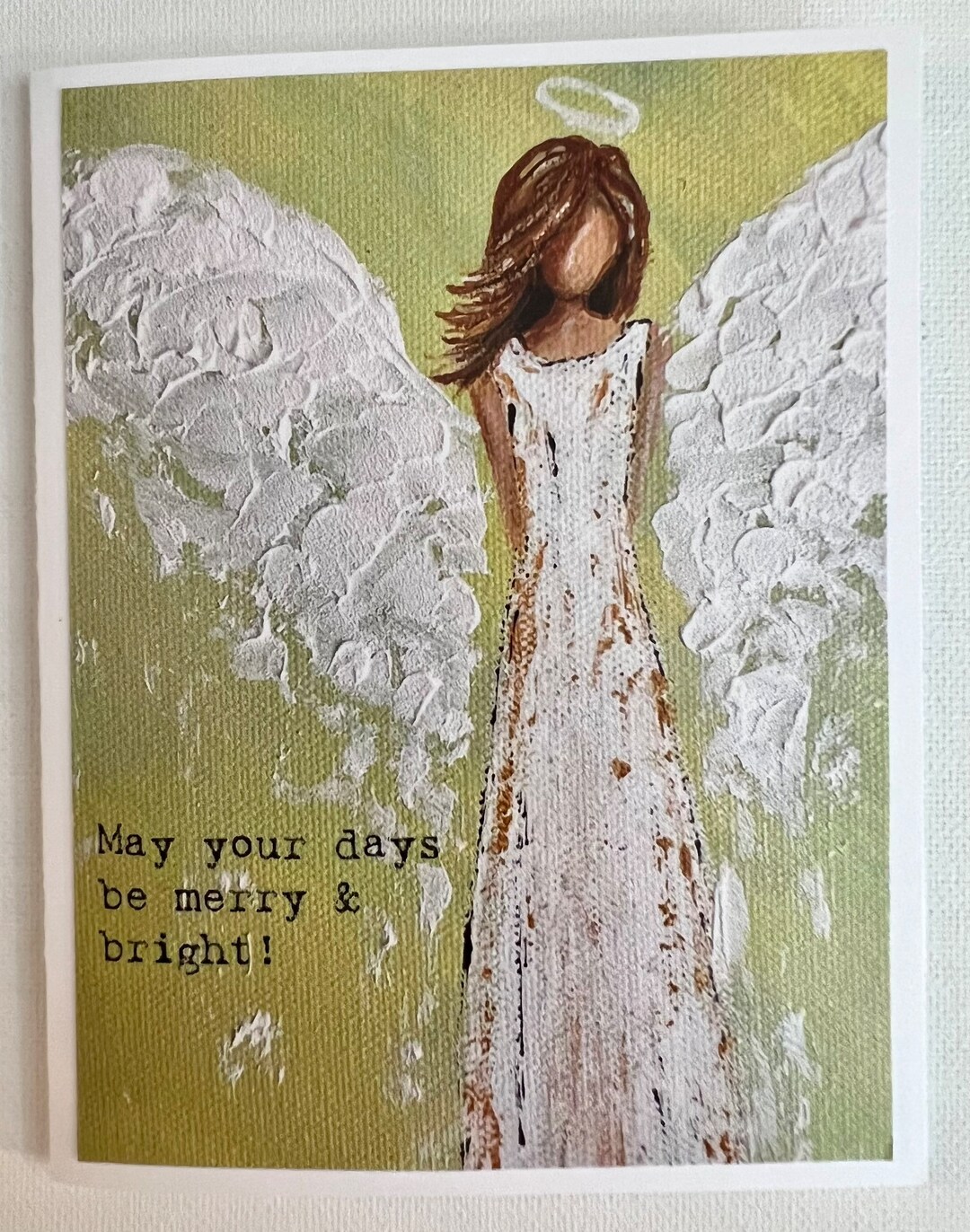 Angel Christmas Card on Quality Paper Stock With “may Your Day Be Merry ...
