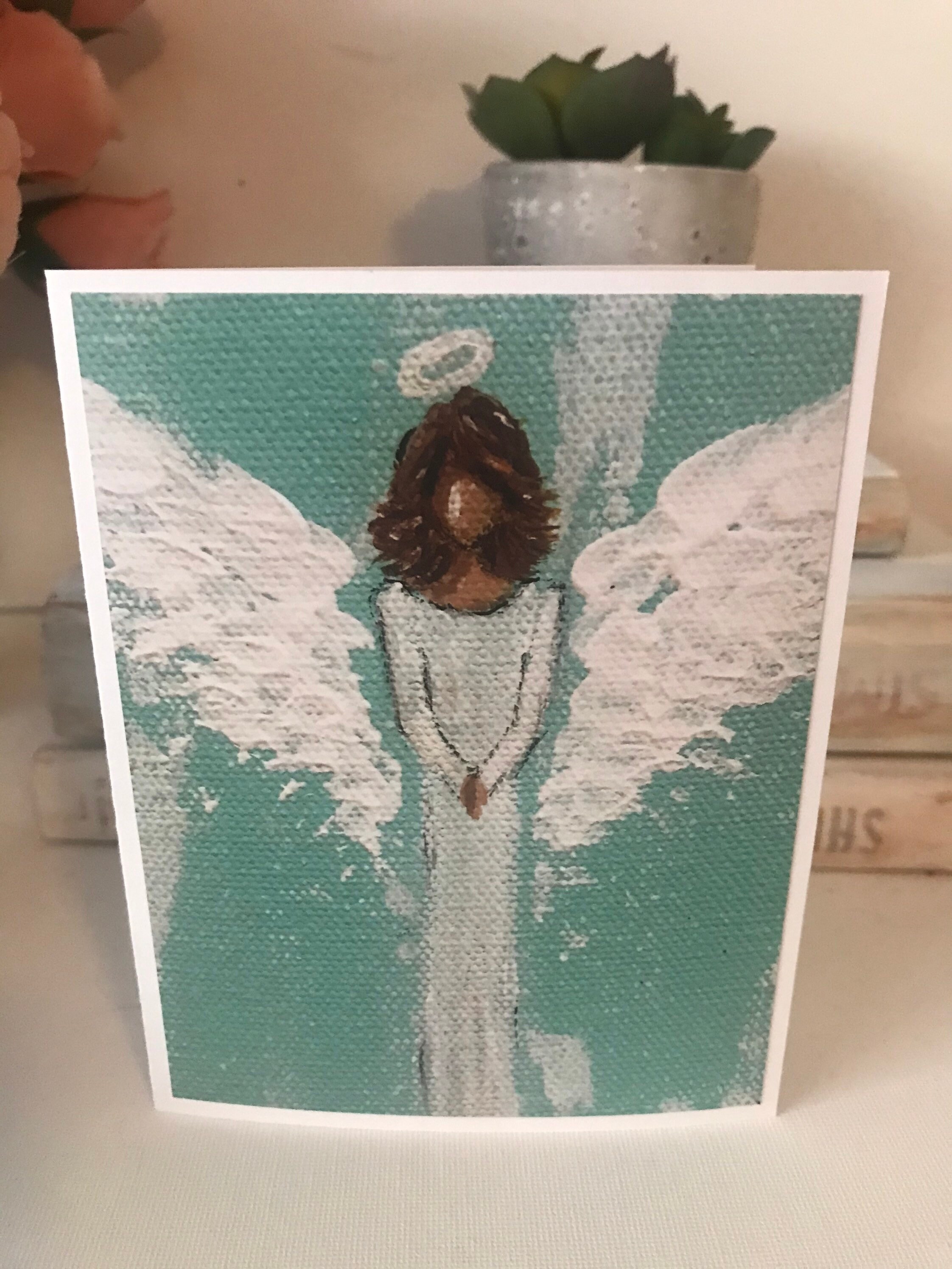 Angel Greeting Card Made From Original Angel Painting Blank | Etsy UK