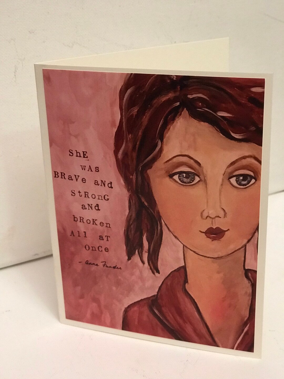 Handmade Greeting Card With Inspirational Quote, "she Was Brave and ...