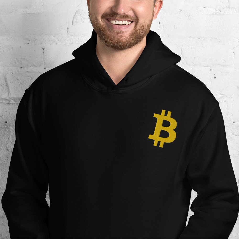 Bitcoin Bold Logo Embroidered Unisex Hoodie Sweatshirt Crypto - Etsy
