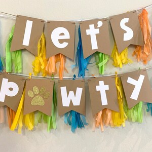 Dog Birthday Banner-let's Pawty Banner-custom Dog Birthday Banner-puppy ...