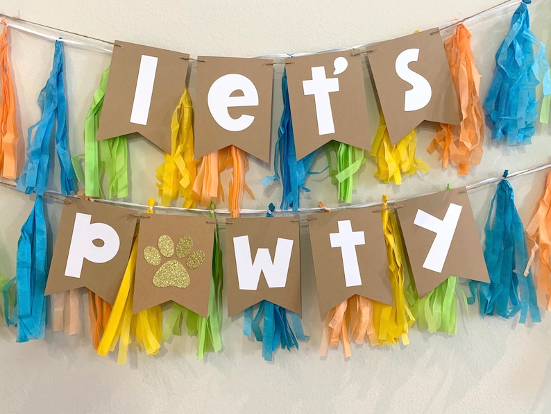 Dog Birthday Banner-let's Pawty Banner-custom Dog Birthday - Etsy