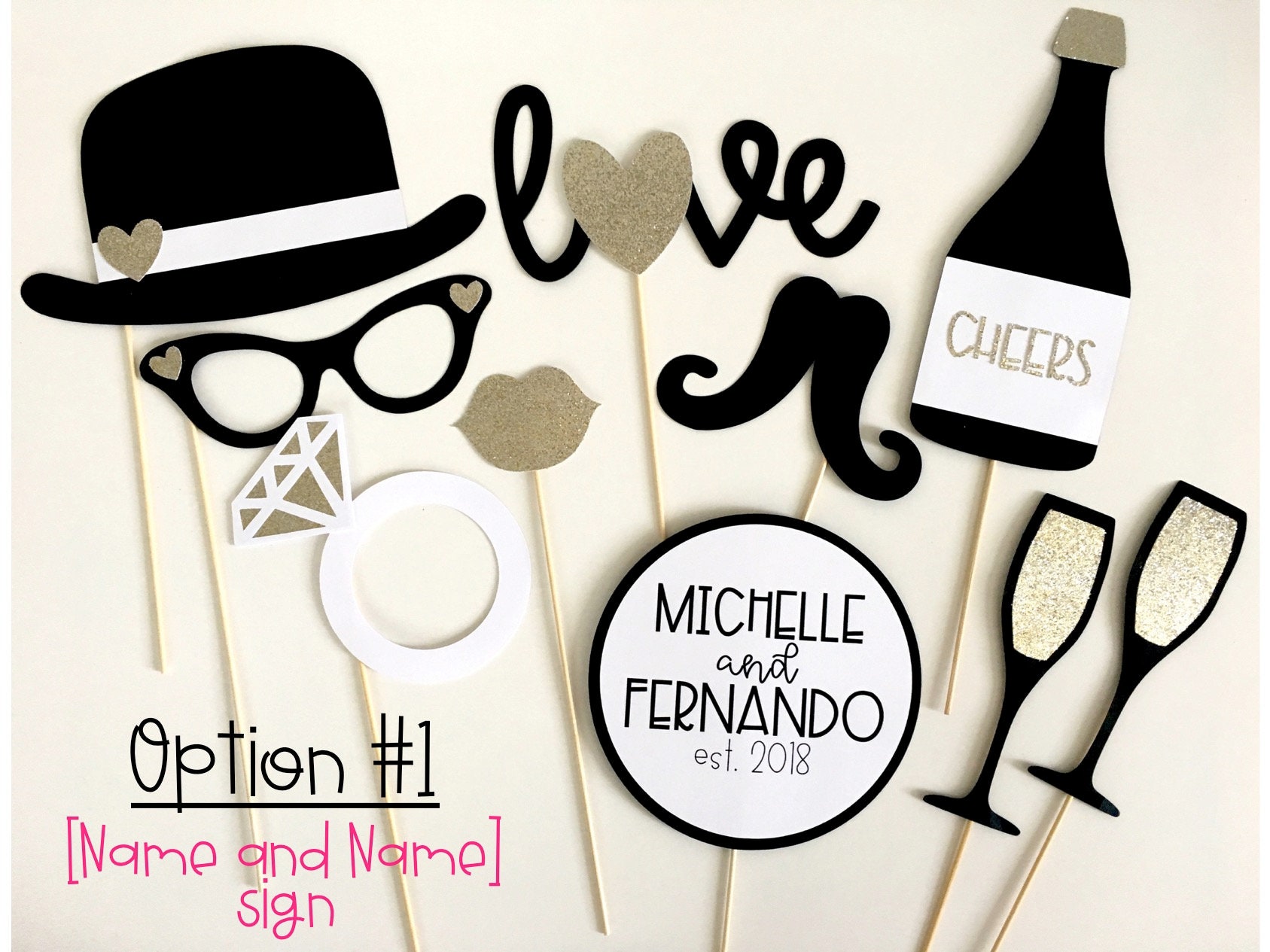 Wedding Photo Props-Engagement photo props-gold photo | Etsy