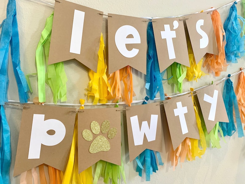 Dog Birthday Banner-let's Pawty Banner-custom Dog Birthday - Etsy