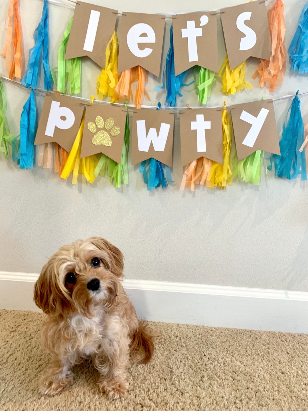 Dog Birthday Banner-let's Pawty Banner-custom Dog Birthday Banner-puppy ...
