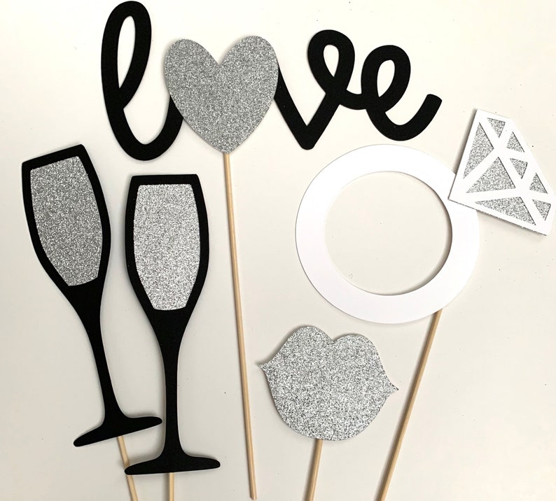 Glitter Wedding Photo Booth Props, Engagement Party Decorations - Etsy
