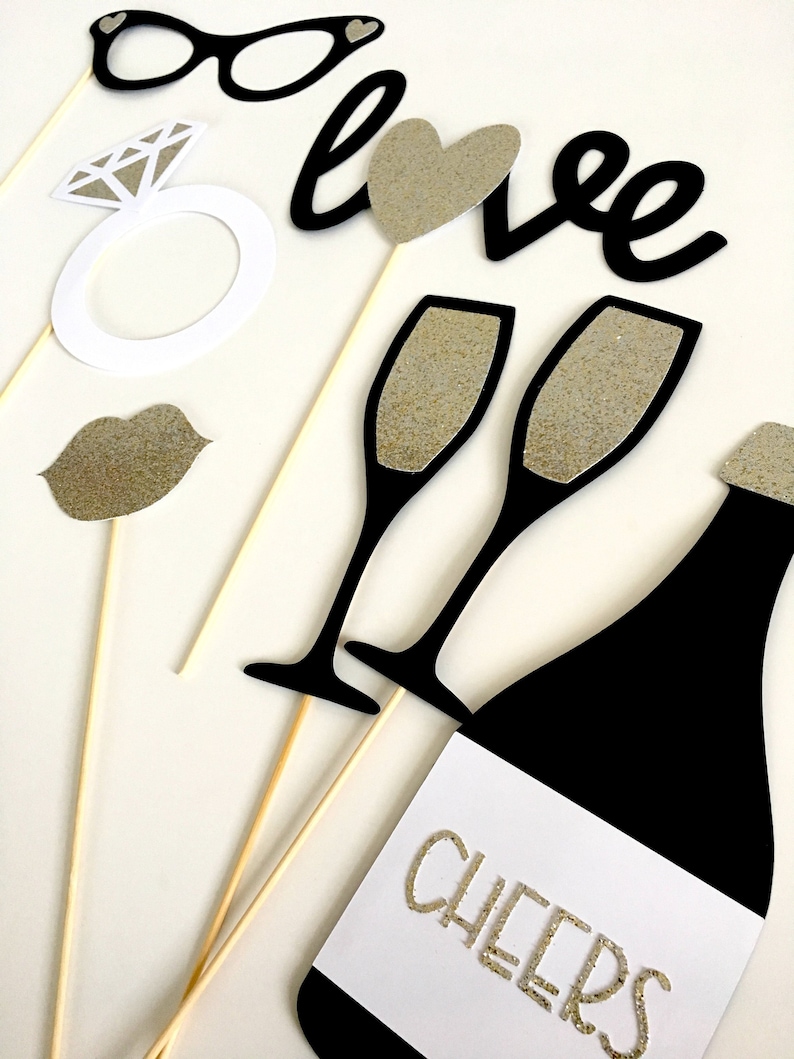Glitter Wedding Photo Booth Props, Engagement Party Decorations - Etsy