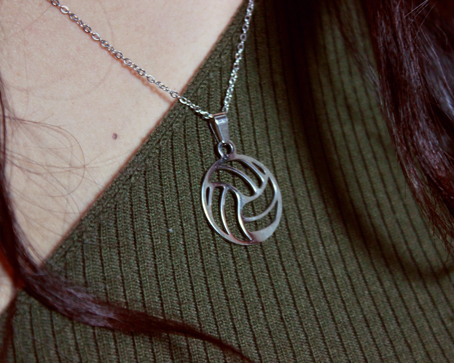 Volleyball Necklace Volleyball Coach Gift, Volleyball Pendant, Sterling ...