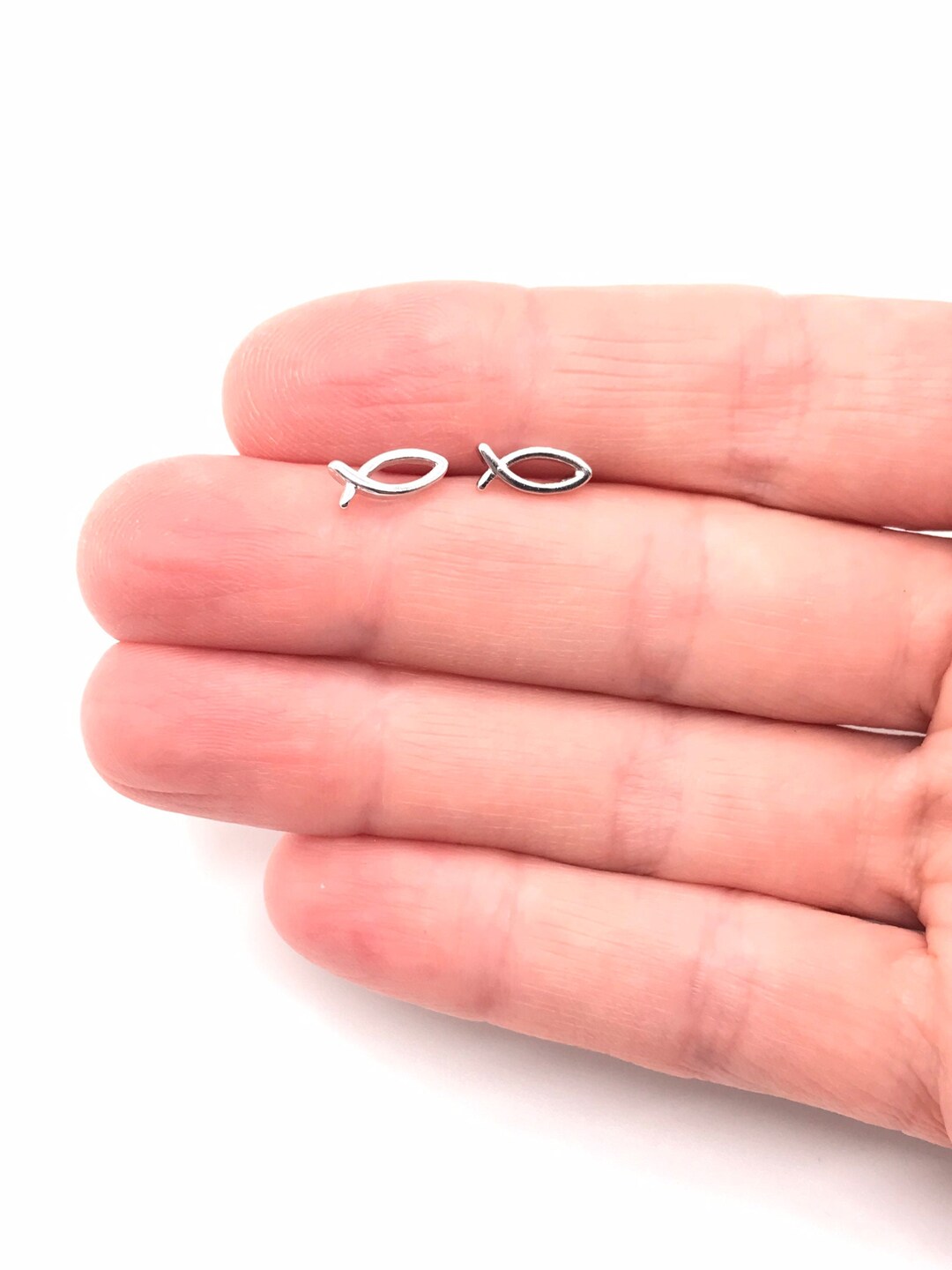 Silver Tiny Fish Earrings Fish Minimalist Stud Earrings Simple Wire ...