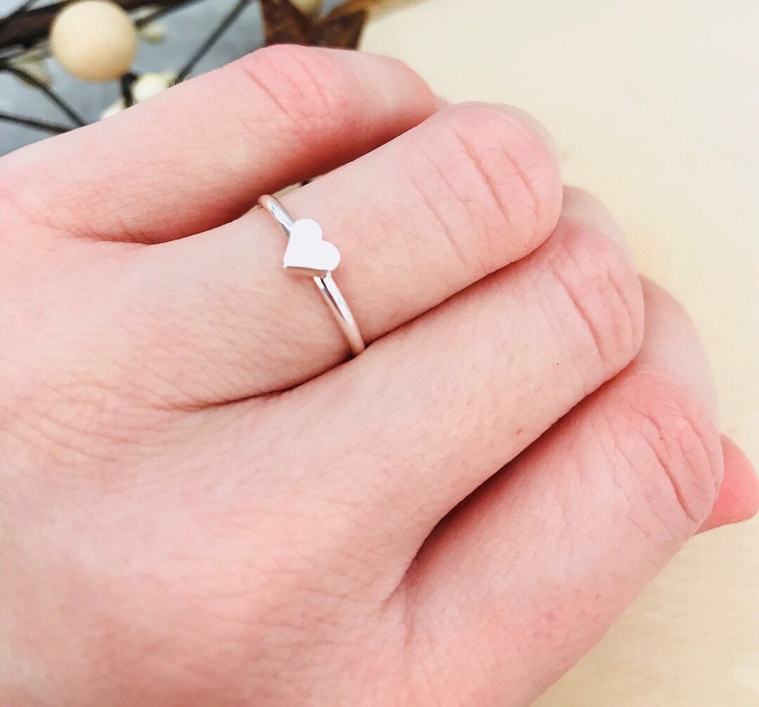 Heart Ring Silver Heart Ring Tiny Heart Ring Dainty Heart Ring Love ...