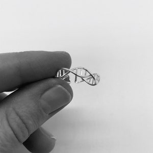 925 Sterling Silver Double Helix DNA Structure Open Ring Adjustable ...