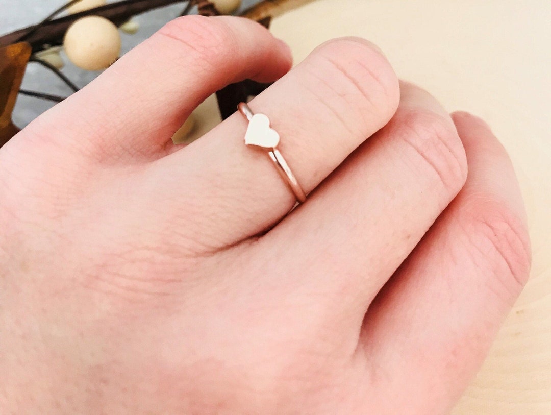 Heart Ring Rose Gold Heart Ring Tiny Heart Ring Dainty Heart Ring Love ...
