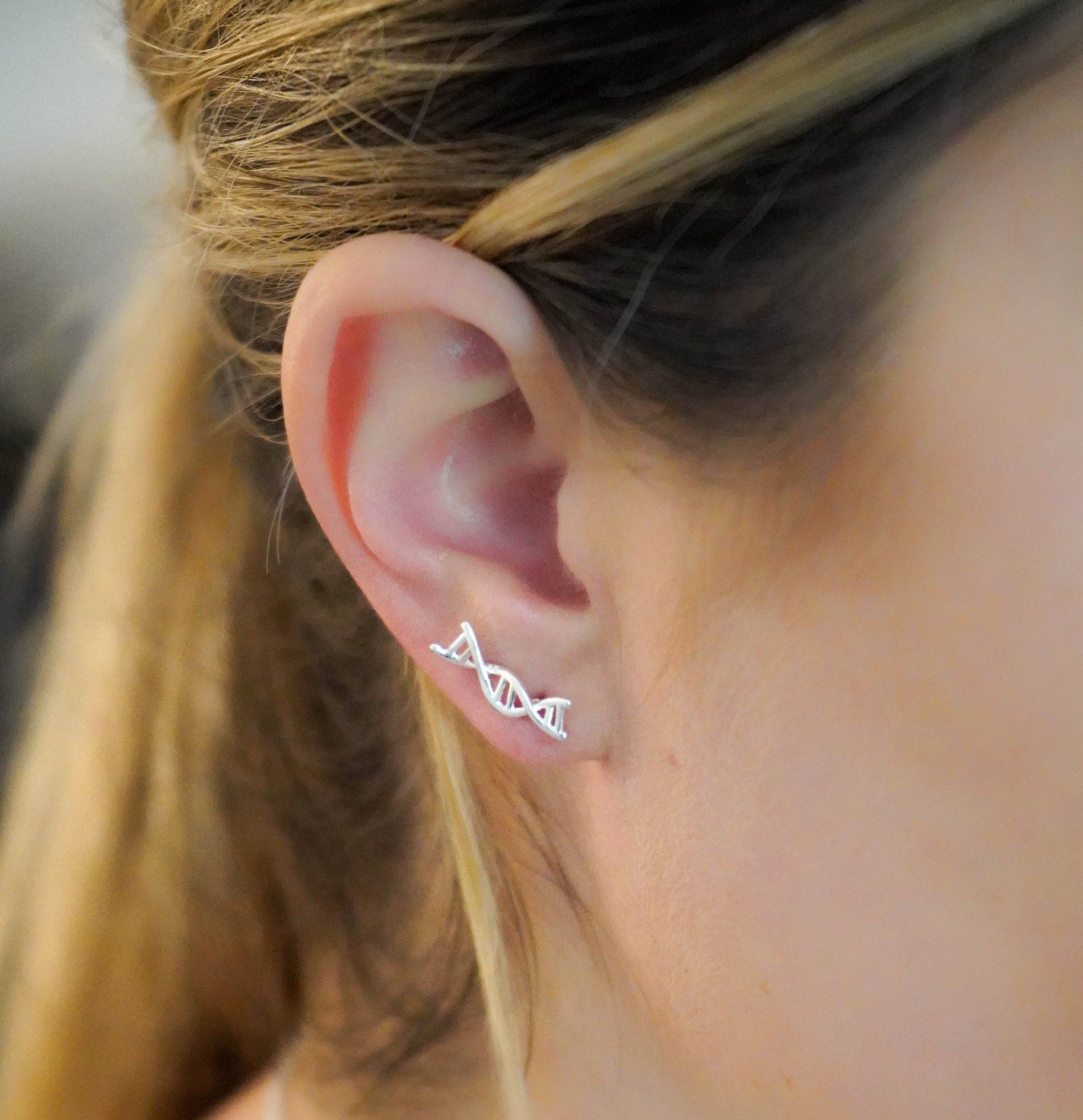 DNA Earrings DNA Jewelry Biology DNA Climbers Science Twist - Etsy