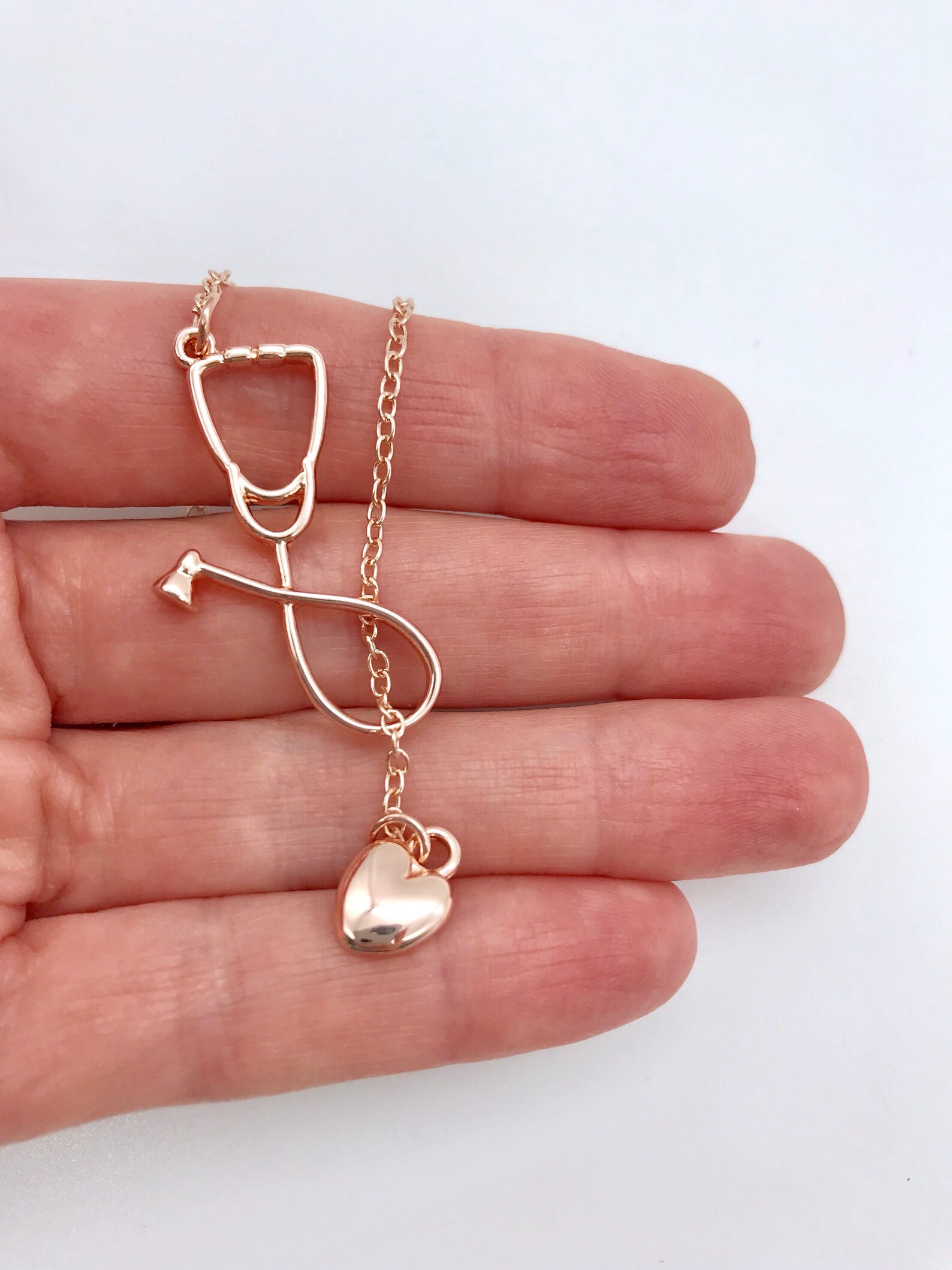Stethoscope Necklace Nurse Necklace RN Doctor MD Graduation Gift Heart ...