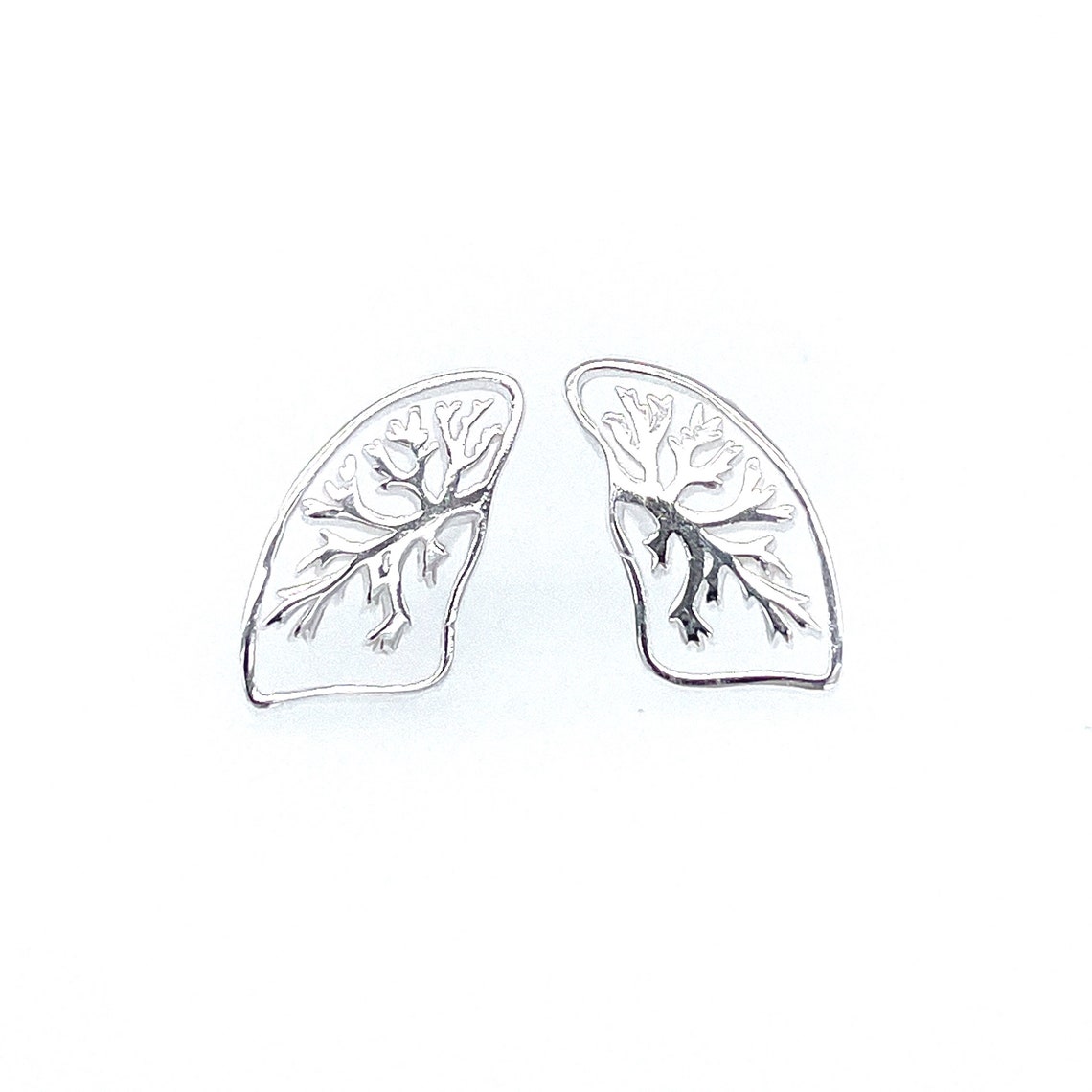 925 Sterling Silver Lung Earrings Cancer Survivor Pulmonary Fibrosis ...