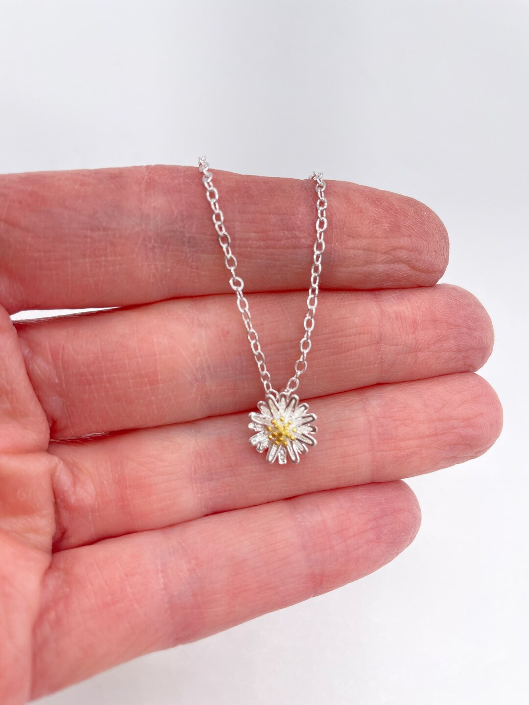 925 Sterling Silver Daisy Necklace Daisy Flower Necklace Tiny Daisies Tiny Daisy Small Daisy ...