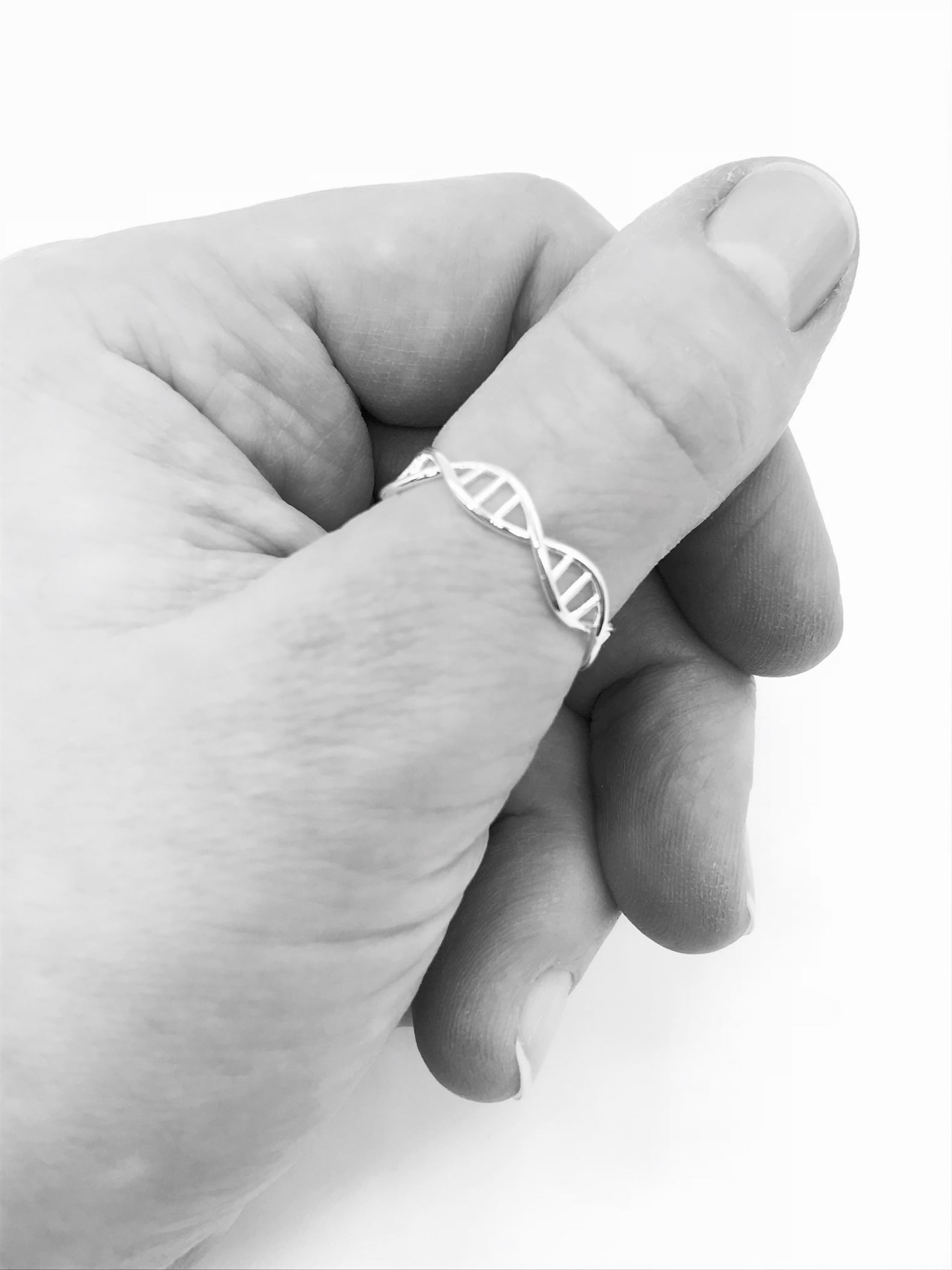 925 Sterling Silver Double Helix DNA Structure Open Ring | Etsy