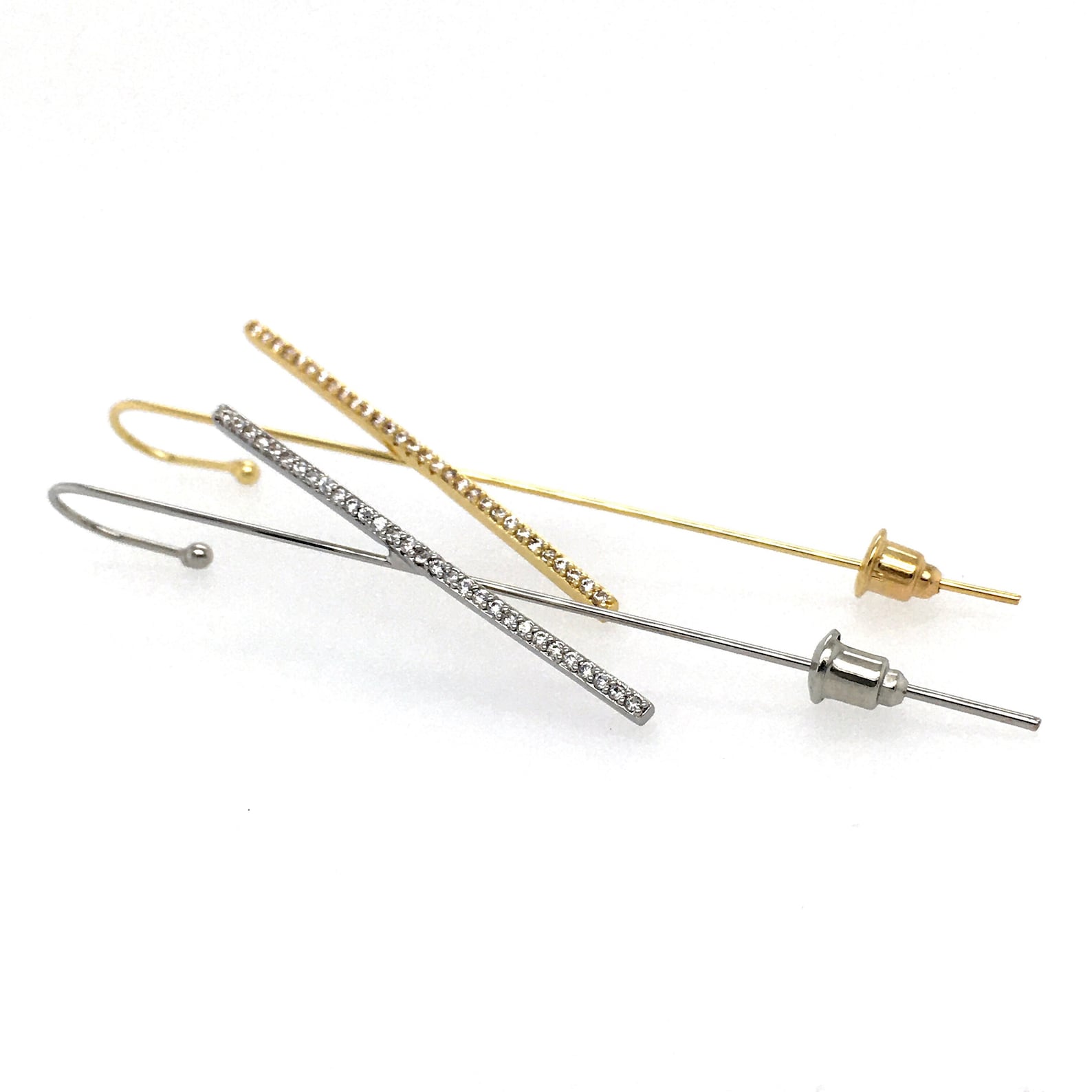 CZ Ear Cuff Ear Wrap Silver Ear Pin Gold Ear Cuff Gold Ear Pin Edgy Pin ...