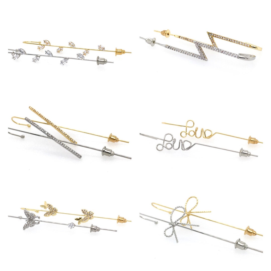 Silver Ear Cuff Ear Wrap Silver Ear Pin Gold Ear Cuff Gold Ear Pin Edgy ...