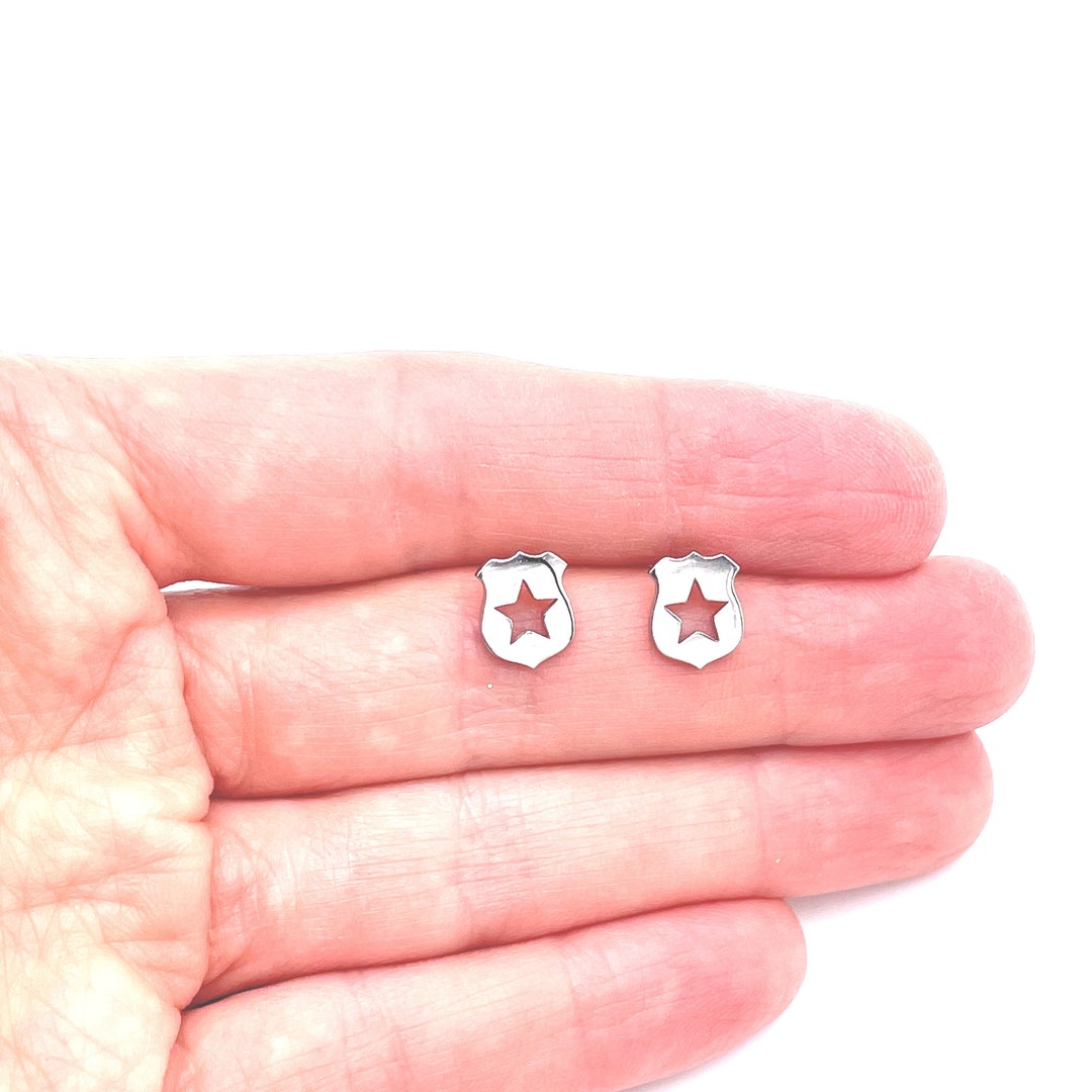 Badge Earrings Police Officer Badge Earrings Police Wife Studs Police ...