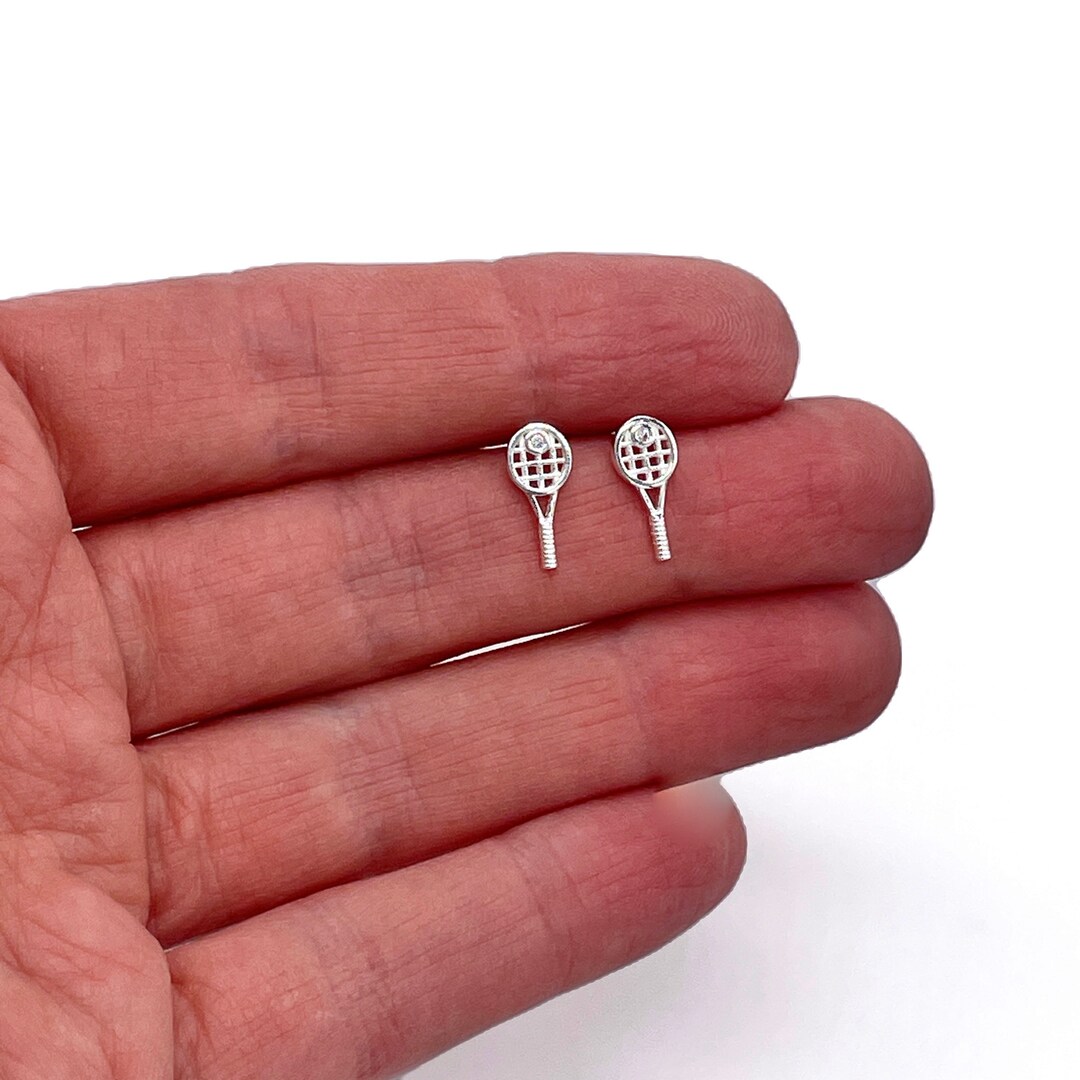 925 Sterling Silver Tennis Racket Earrings Tennis Earrings Tiny Tennis ...