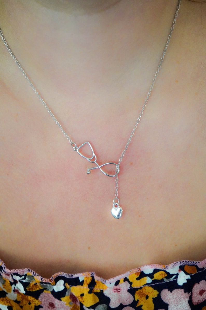 Stethoscope Necklace Nurse Necklace RN Doctor MD Graduation Gift Heart ...