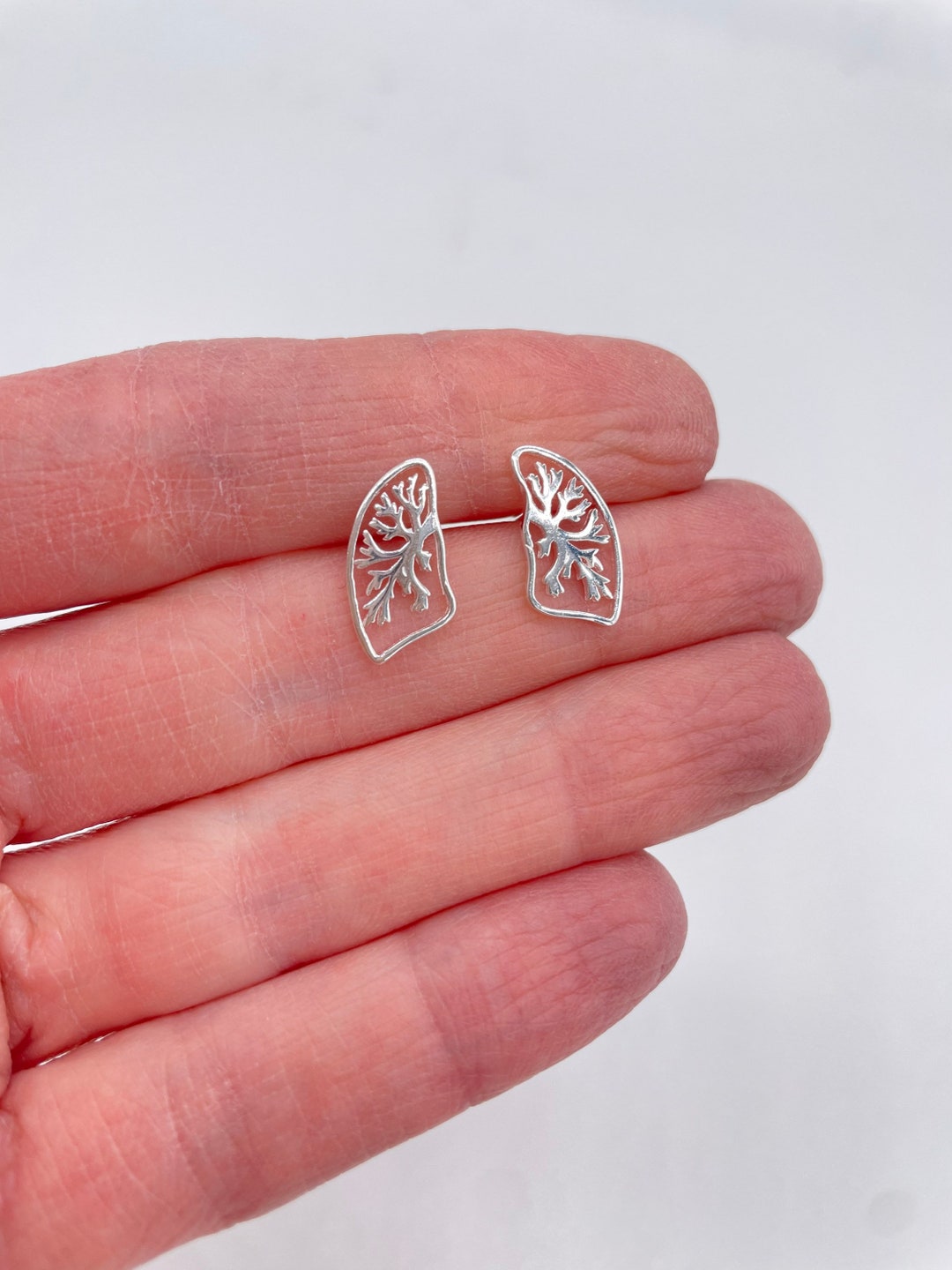 925 Sterling Silver Lung Earrings Cancer Survivor Pulmonary Fibrosis ...