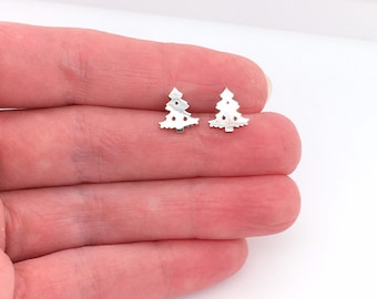 925 Sterling Silver Christmas Tree Earrings Reindeer Studs - Etsy