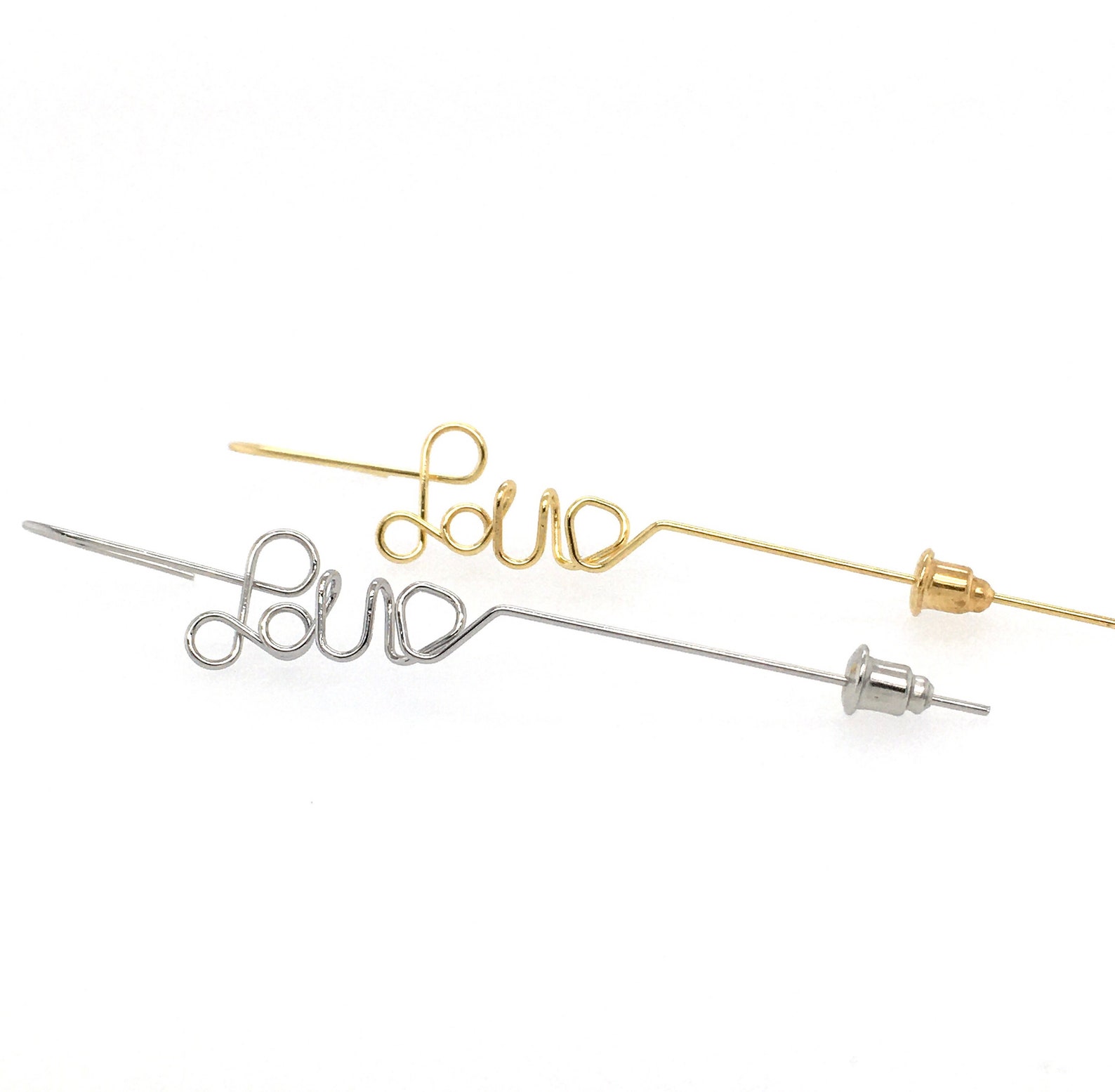 CZ Ear Cuff Ear Wrap Silver Ear Pin Gold Ear Cuff Gold Ear Pin Edgy Pin ...