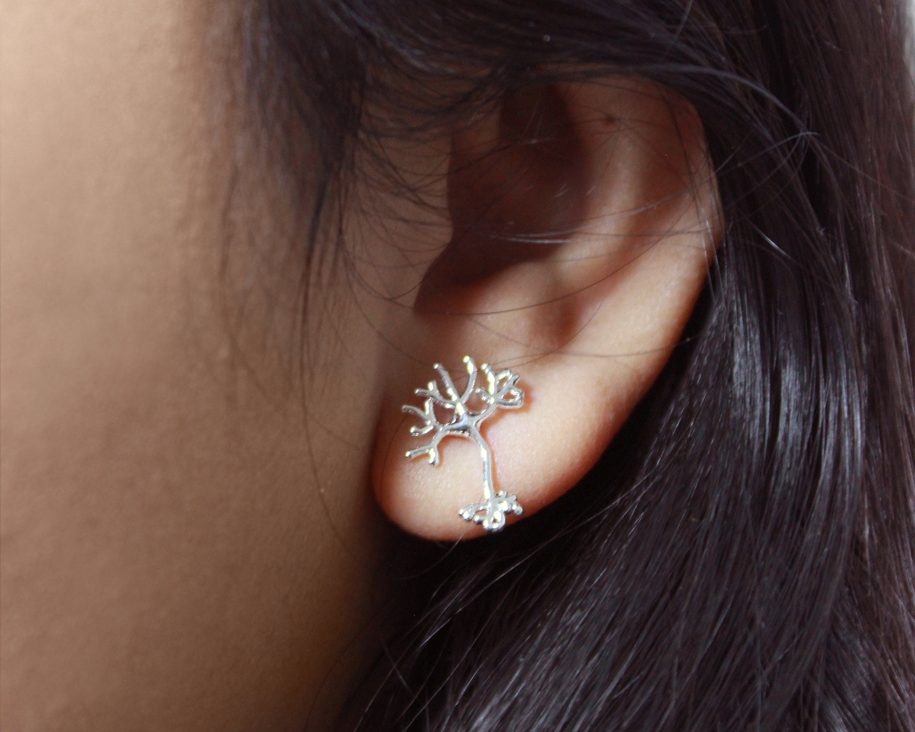 925 Sterling Silver Neuron Earrings Neuron Jewelry Neuron Science ...