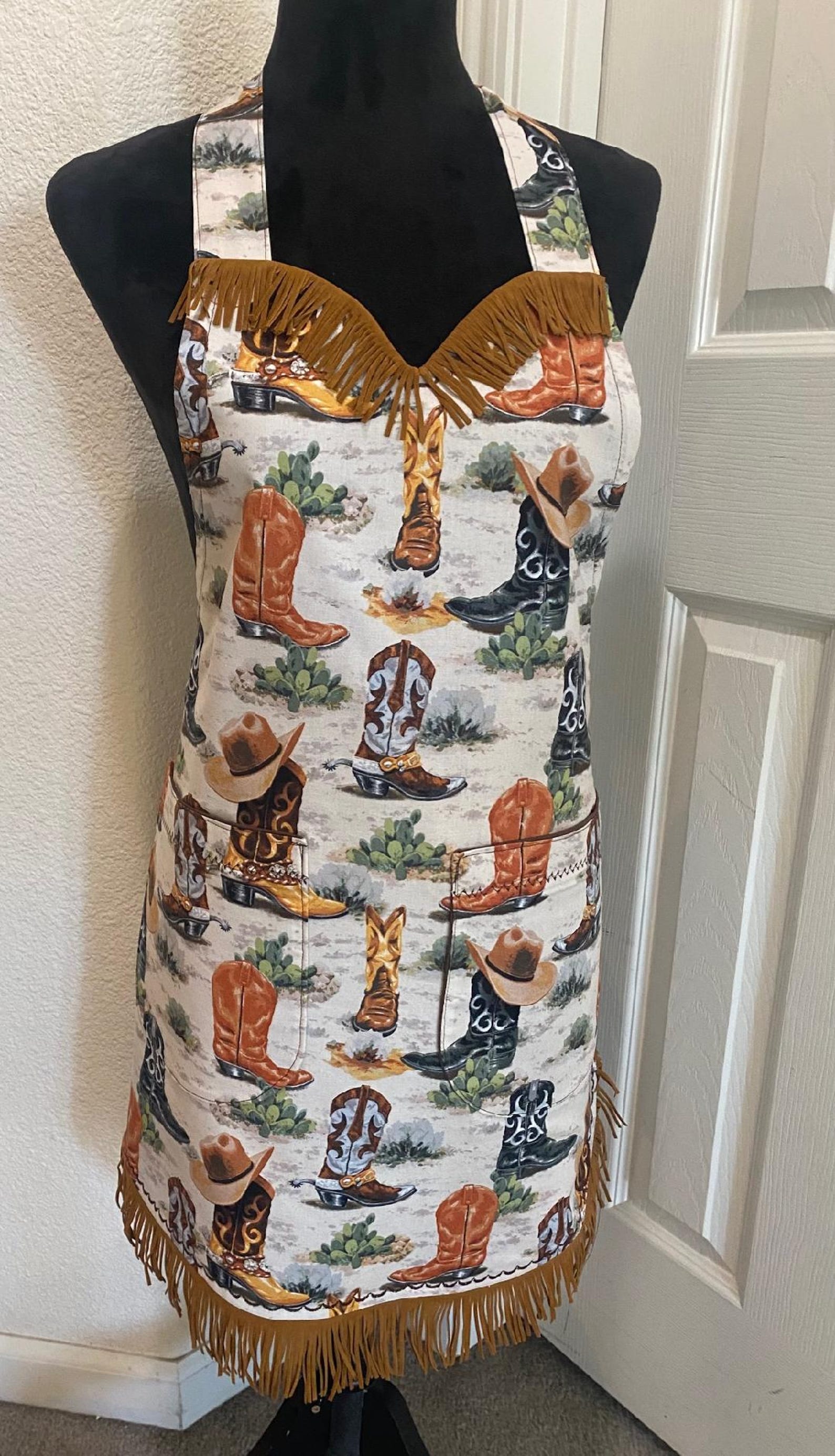 Reversible Large: " Cowboy Boots & Hats" Apron - Etsy