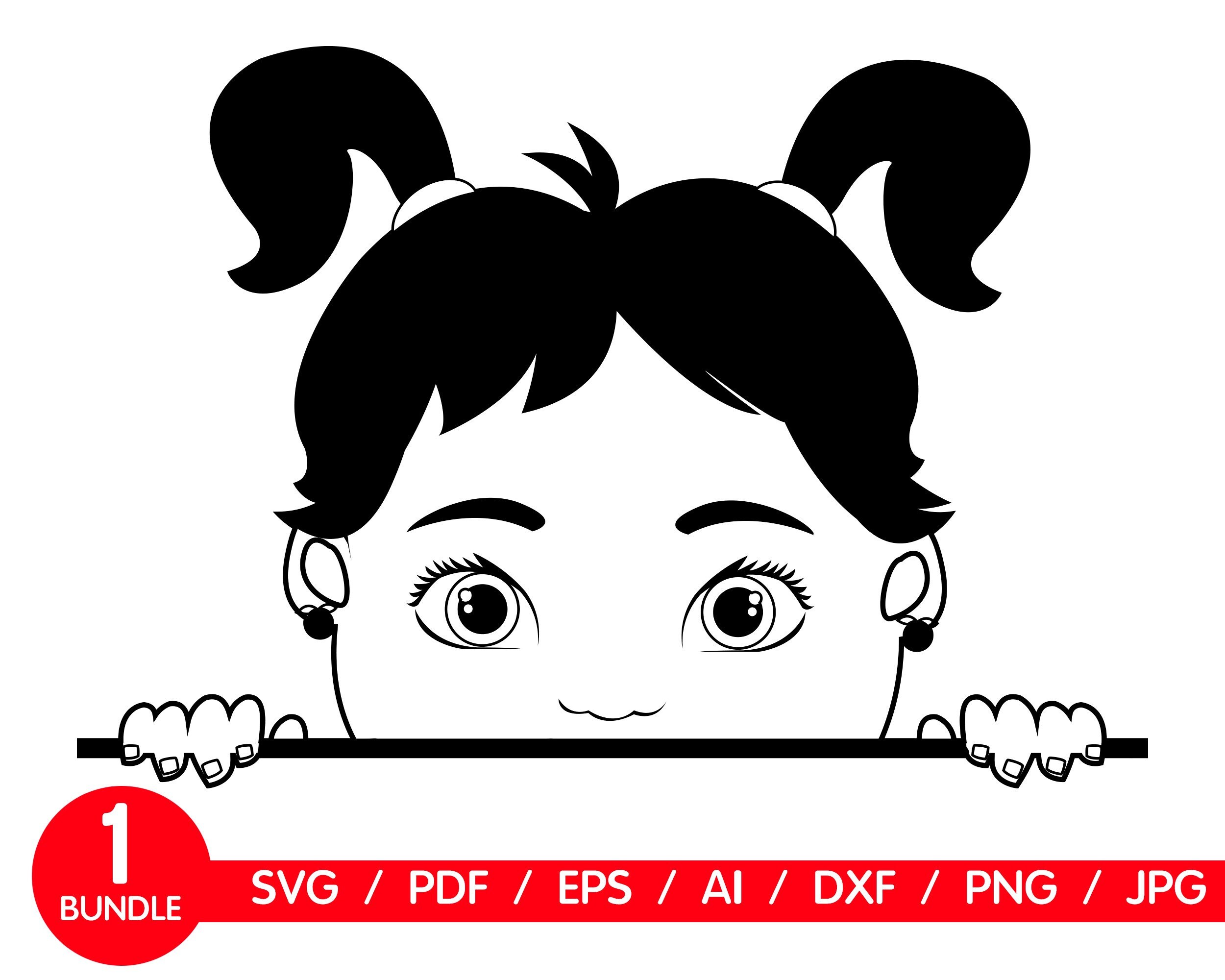 Peek a Boo Svg Peekaboo Girl With Puff Ponytails Svg Cute - Etsy