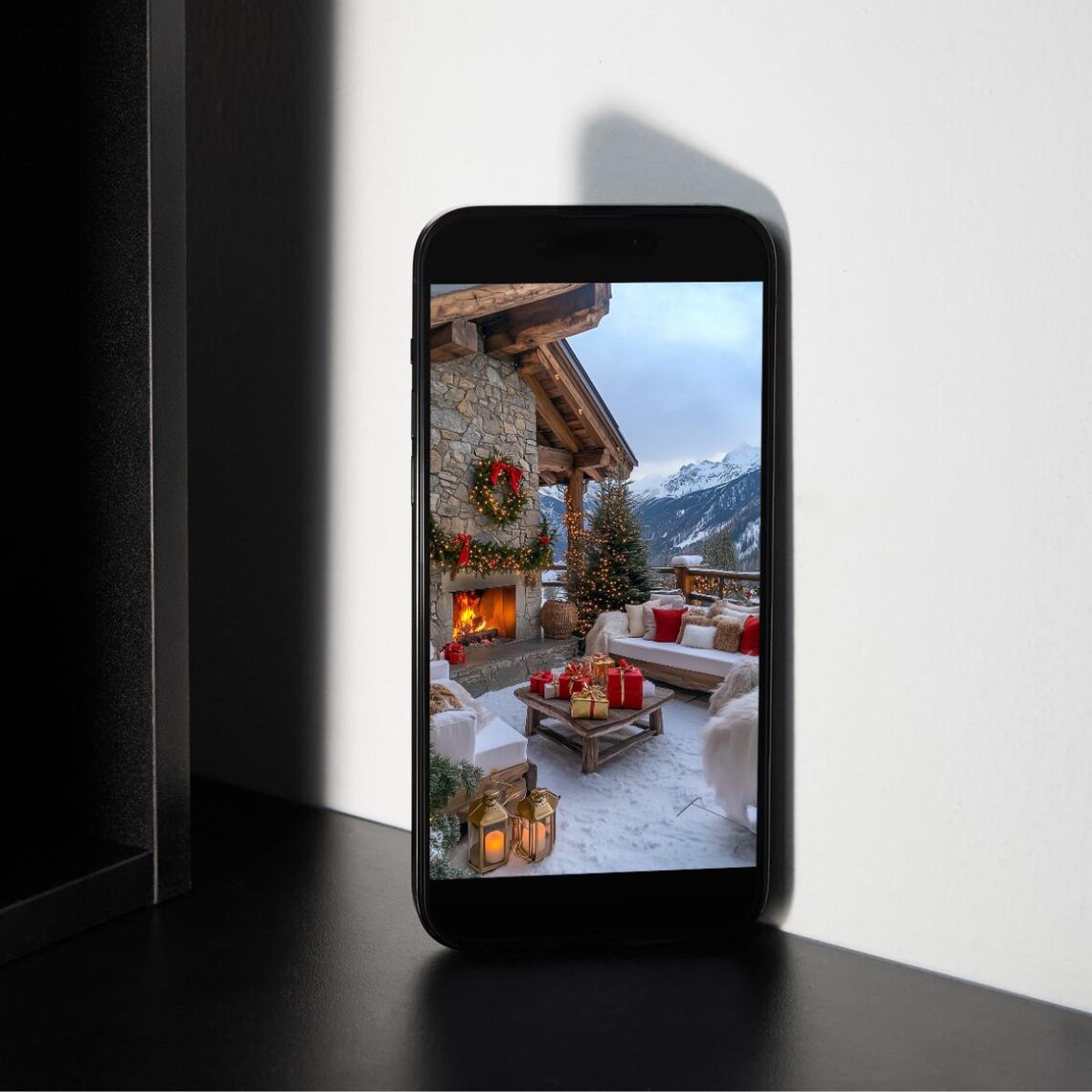 Outdoor Christmas Scene Phone Wallpaper, iPhone Background , Christmas ...