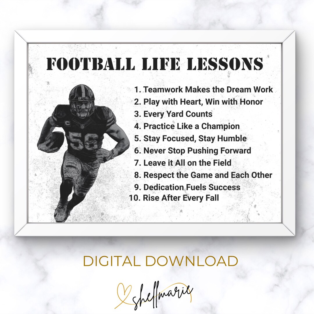 Football Life Lessons Print PRINTABLE Football Wall Art Football 1-56 ...