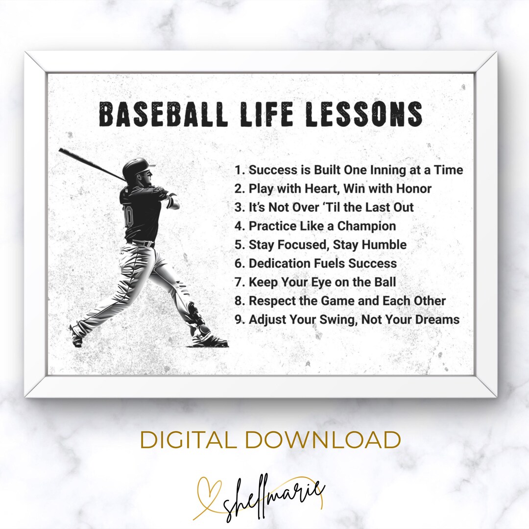 Baseball Life Lessons Print | PRINTABLE Baseball Wall Art | Baseball #1 ...