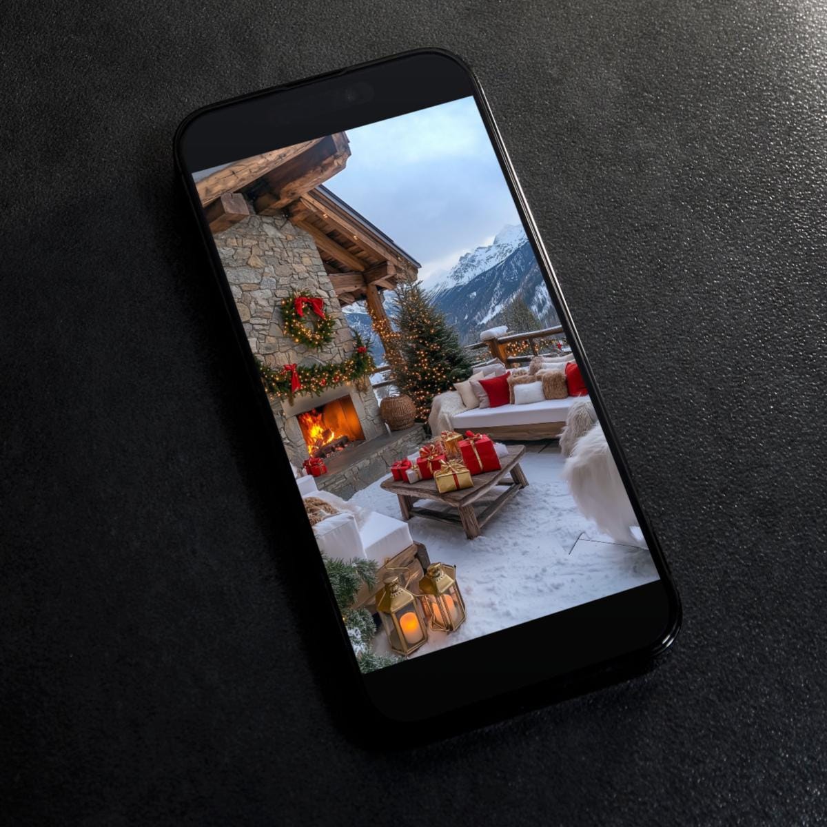 Outdoor Christmas Scene Phone Wallpaper, iPhone Background , Christmas ...