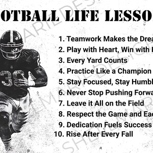 Football Life Lessons Print: Motivational Wall Art (digital Download ...