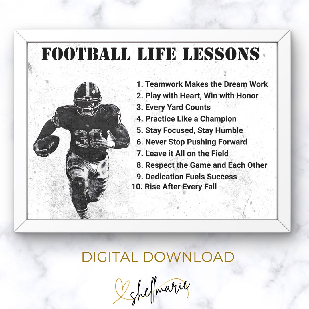Football Life Lessons Print | PRINTABLE Football Wall Art | Football #1 ...
